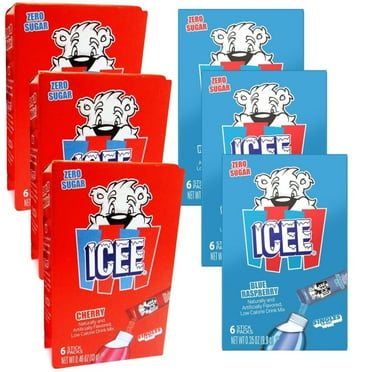 ICEE Drink Mix 6 Pack – 3 Cherry & 3 Blue Raspberry Sugar Free Drink ...