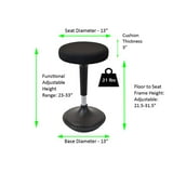 WOBBLE STOOL Standing Desk Chair ergonomic tall adjustable height sit ...