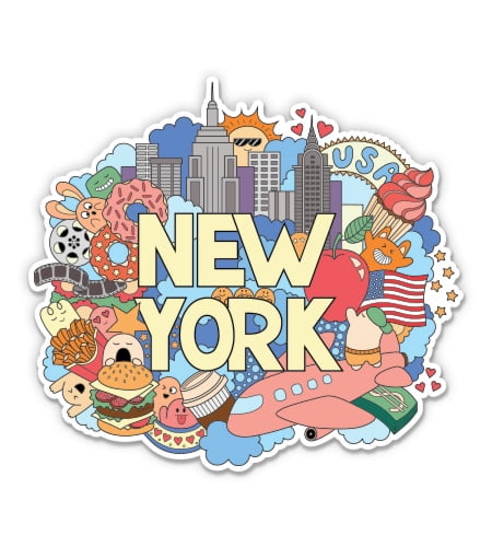 New York Cute Letters Graphic - 8" Vinyl Sticker - For Car Laptop I-Pad ...