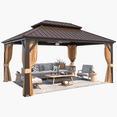 Erinnyees 12' x 16' Gazebo, Hardtop Gazebo with Galvanized Steel Roof ...
