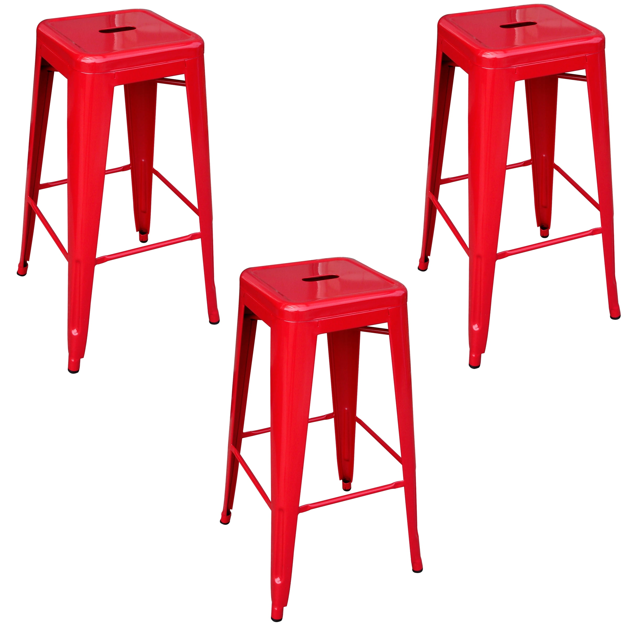 AmeriHome Loft Red 30 in. Metal Bar Stool - 3 Piece - Walmart.com