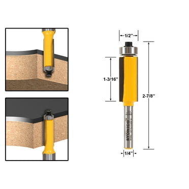 Walmart 3Pcs 1/4" Shank Flush Trim Router Bits Set, Woodworking Top ...