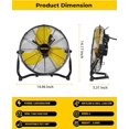 12 Inch Portable Floor Fan, 3 Speed Metal Industrial Shop Fans with 180 ...