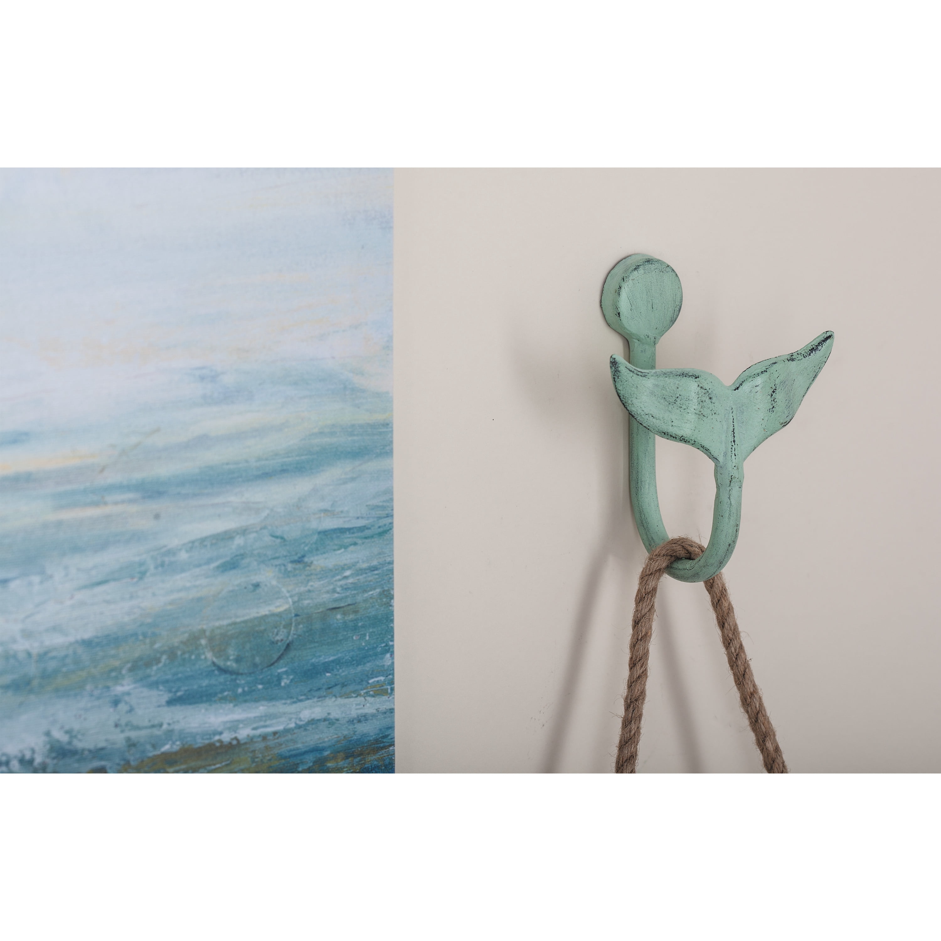 DecMode 4"W, 5"H Multi Colored Metal Single Hanger Whale Wall Hook, 4 ...
