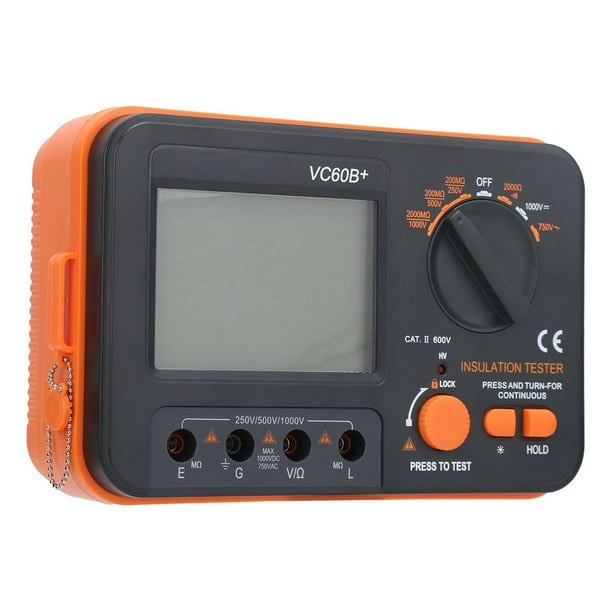 Probador de resistencia de aislamiento, VC60B+ Megóhmetro con luz y sonido Megóhmetro Medidor de ...