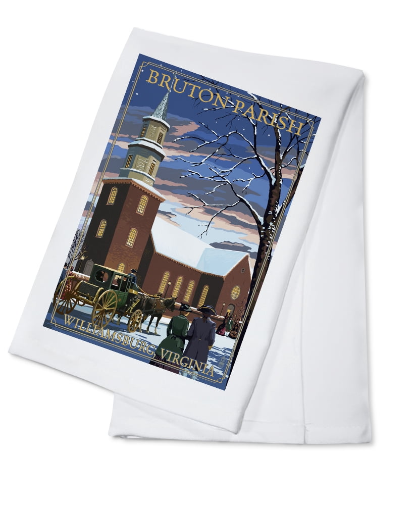 Williamsburg Virginia Bruton Parish In Snow 100 Cotton Tea Towel