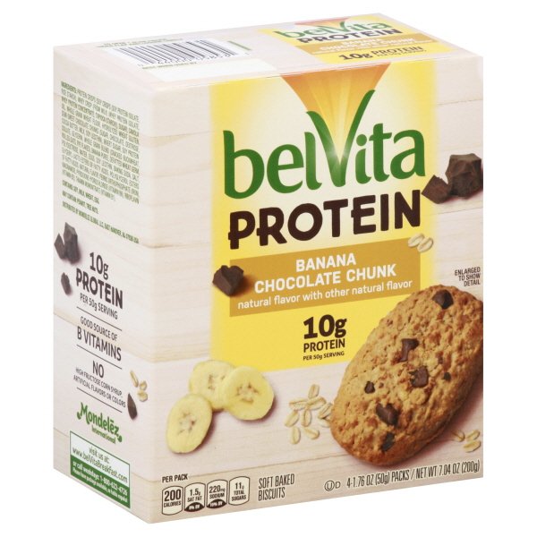 belVita Protein Soft Baked Biscuits, Banana Chocolate Chunk Flavor, 8 ...