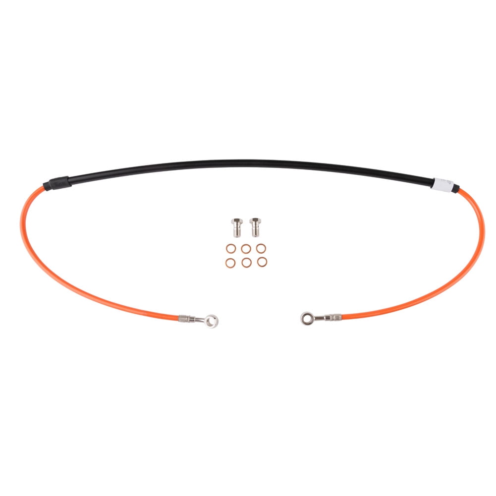 Tusk Front Motorcycle Steel Braided Brake Line Standard Length Orange ...