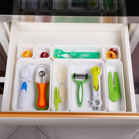 Junk Desk Drawer Organizer Tray Dividers 8 Shallow Drawer Organizers ...
