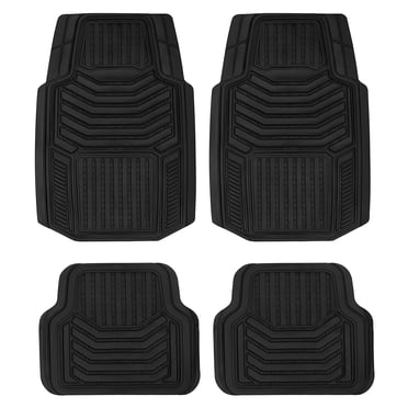 3-Piece All Weather Solid Rubber Car Floor Mats Set, Trimmable Front ...