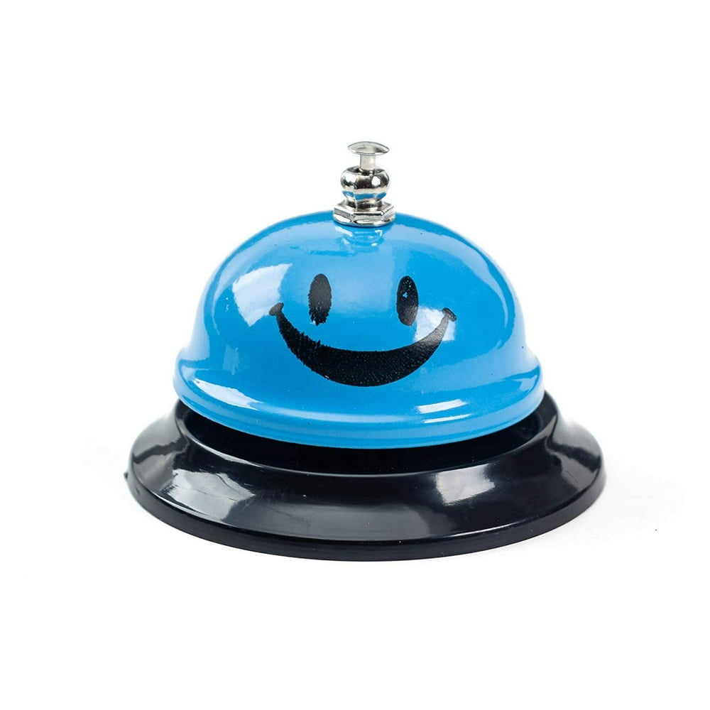 ASIAN HOME Call Bell, 3.35 Inch Diameter, Metal Bell, Blue Smiley Face ...
