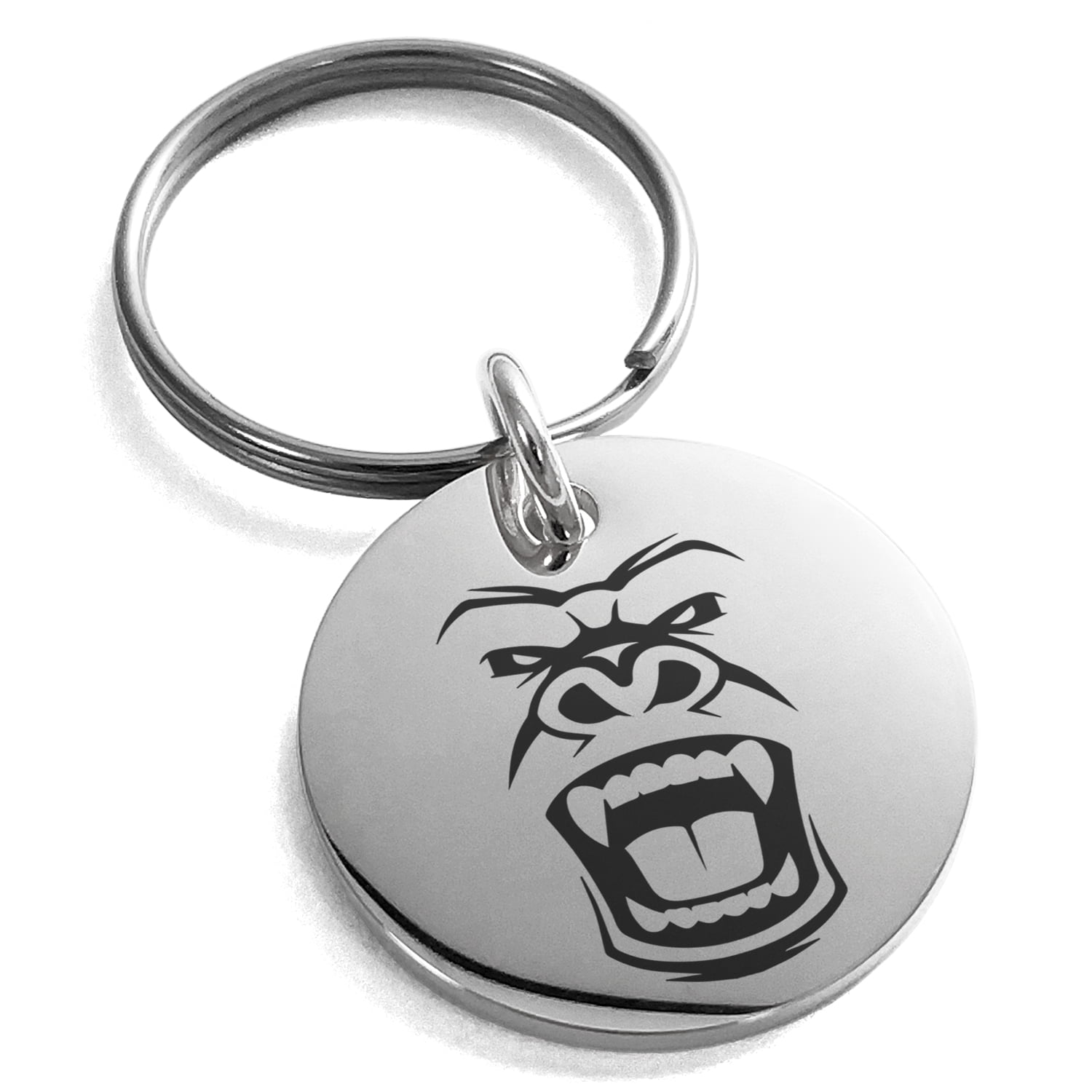 Stainless Steel Formidable Kong Gorilla Engraved Small Medallion Circle ...
