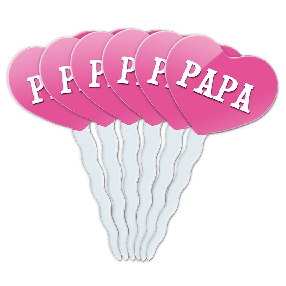 Papa Heart Love Cupcake Picks Toppers - Set of 6 - Walmart.com