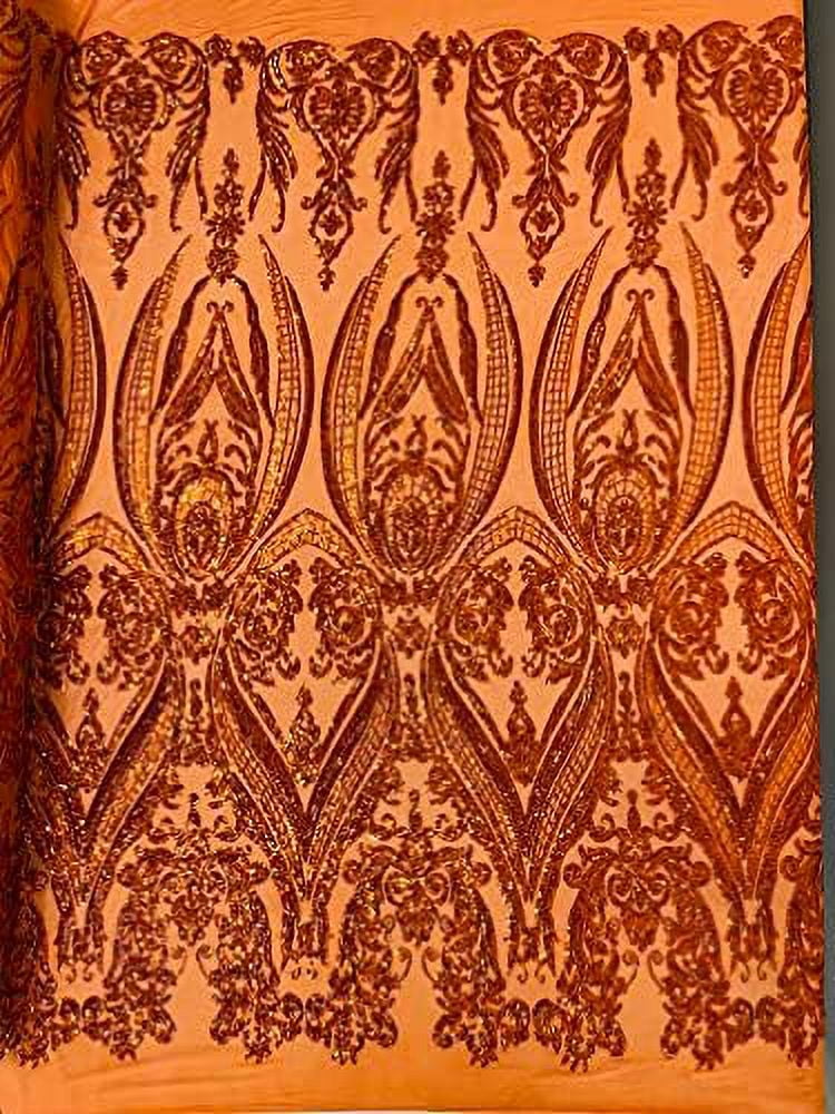 , Empire Damask Design With Sequins Embroider On A 4 Way Stretch Mesh ...