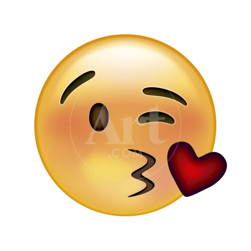 Emoji Wink Heart Kiss, Unframed Giclee Print Wall Art by Ali Lynne Sold ...