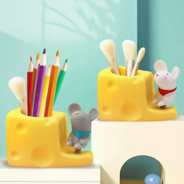 Hesroicy Cheese Rat Shape Pen Holder - Hand-crafted Plastic Stationery ...