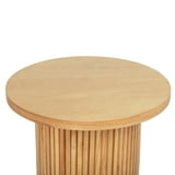Round Oak Solid Wood Pedestal End Table - Living Room Accent Furniture ...