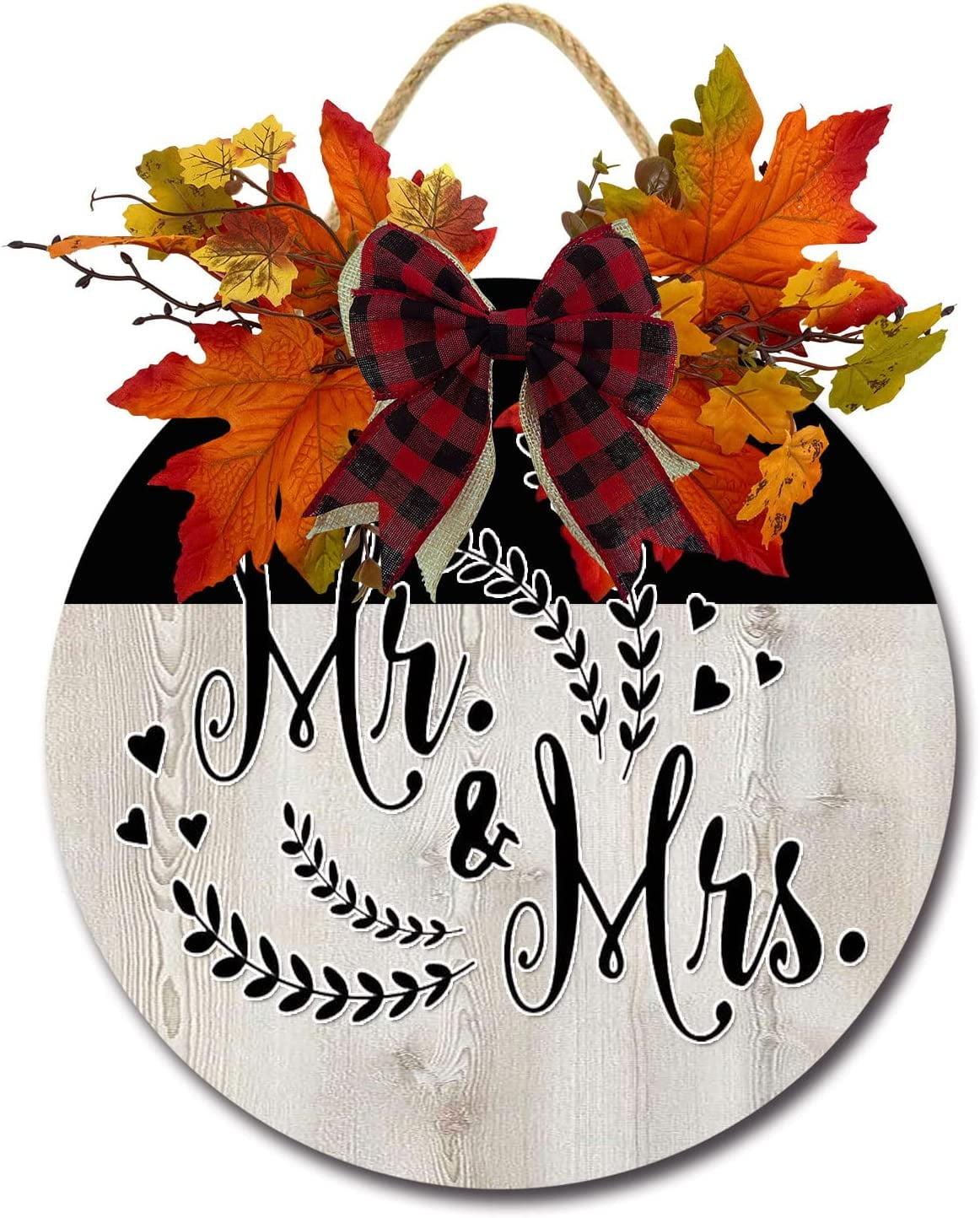Eveokoki 12" Mr And Mrs Front Door Decor for Farmhouse Porch ...