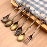 6pcs Vintage Royal Style Gold Coffee Spoons Teaspoons Dessert Sugar ...