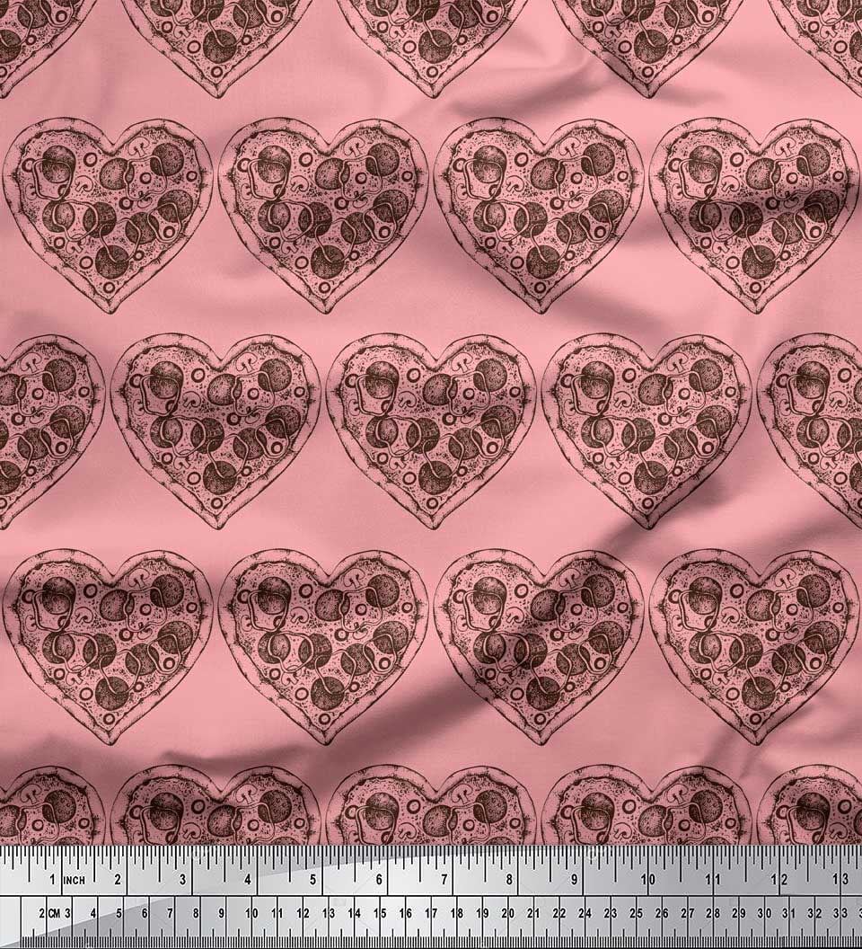 Soimoi Japan Crepe Satin Fabric Pizza Food Print Fabric by the Yard 42 ...