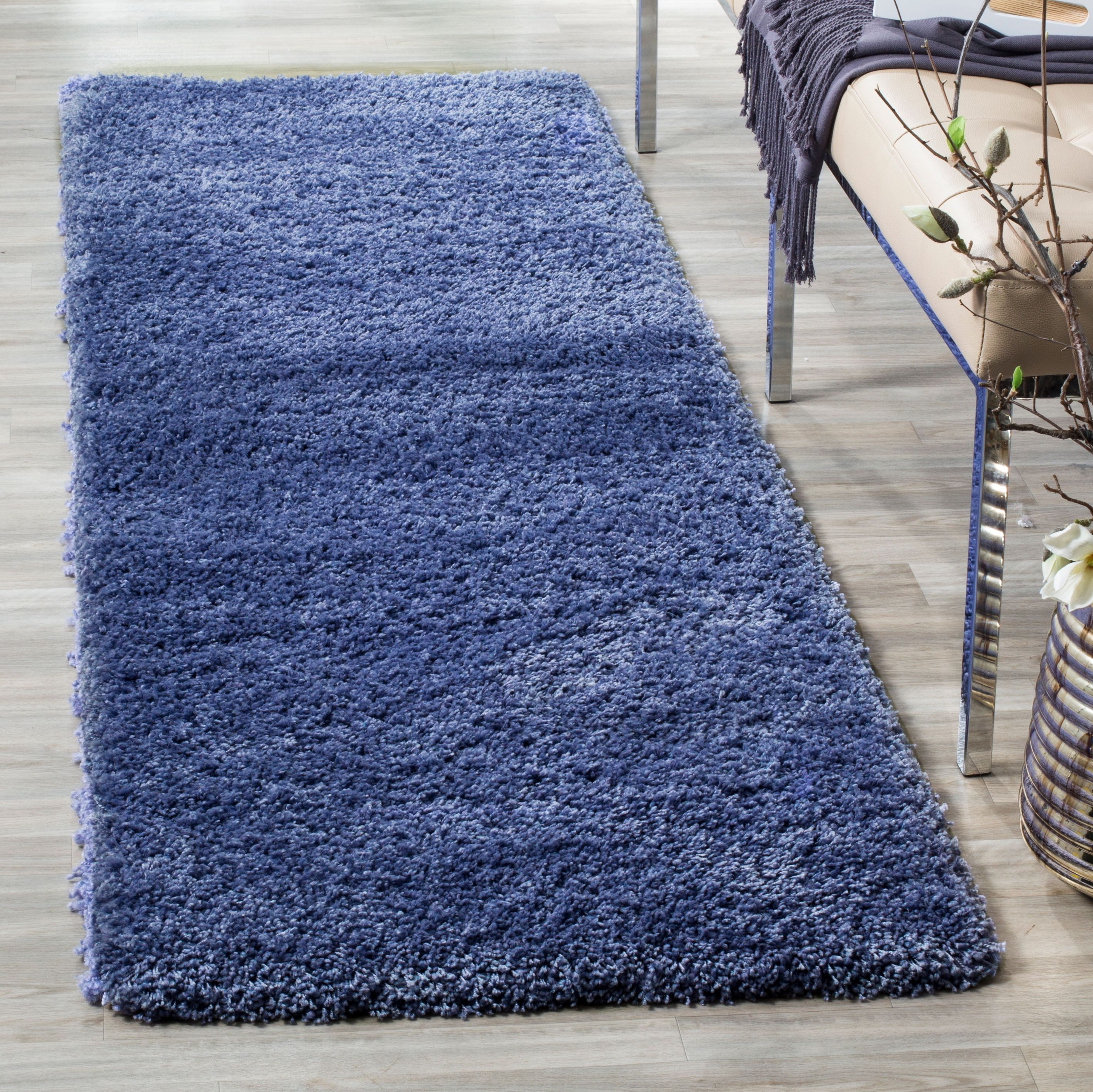 SAFAVIEH California Solid Plush Shag Runner Rug, Periwinkle, 2'3" x 7 ...