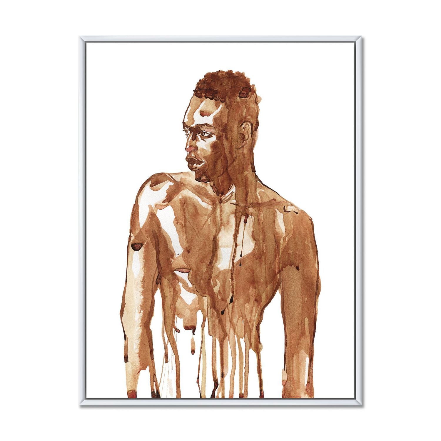 Designart Handsome African Man Portrait On White II FLOAT FRAME WALL ...