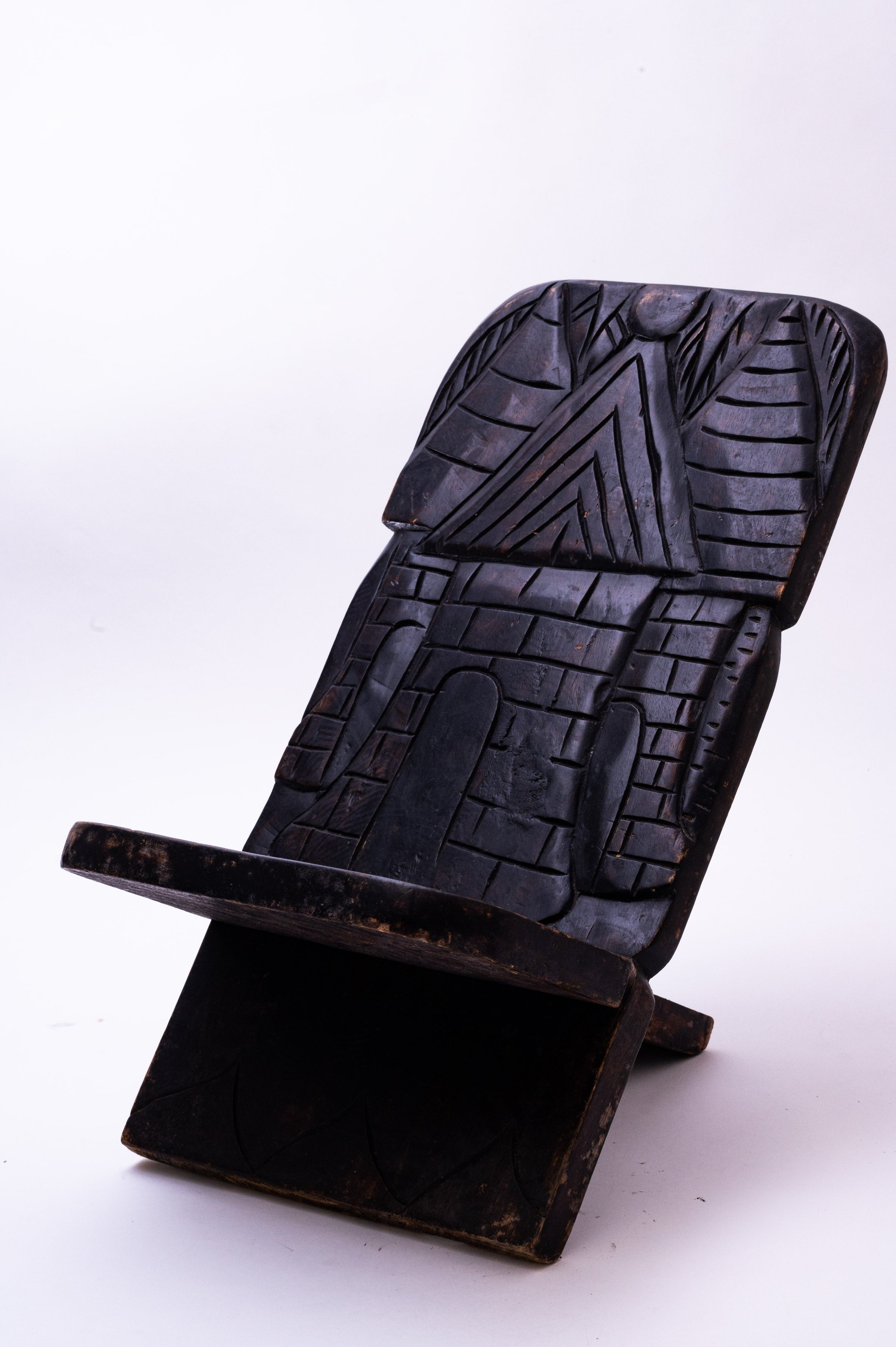 African Delights African Handmade Black Traditional Wooden Chair, Size ...