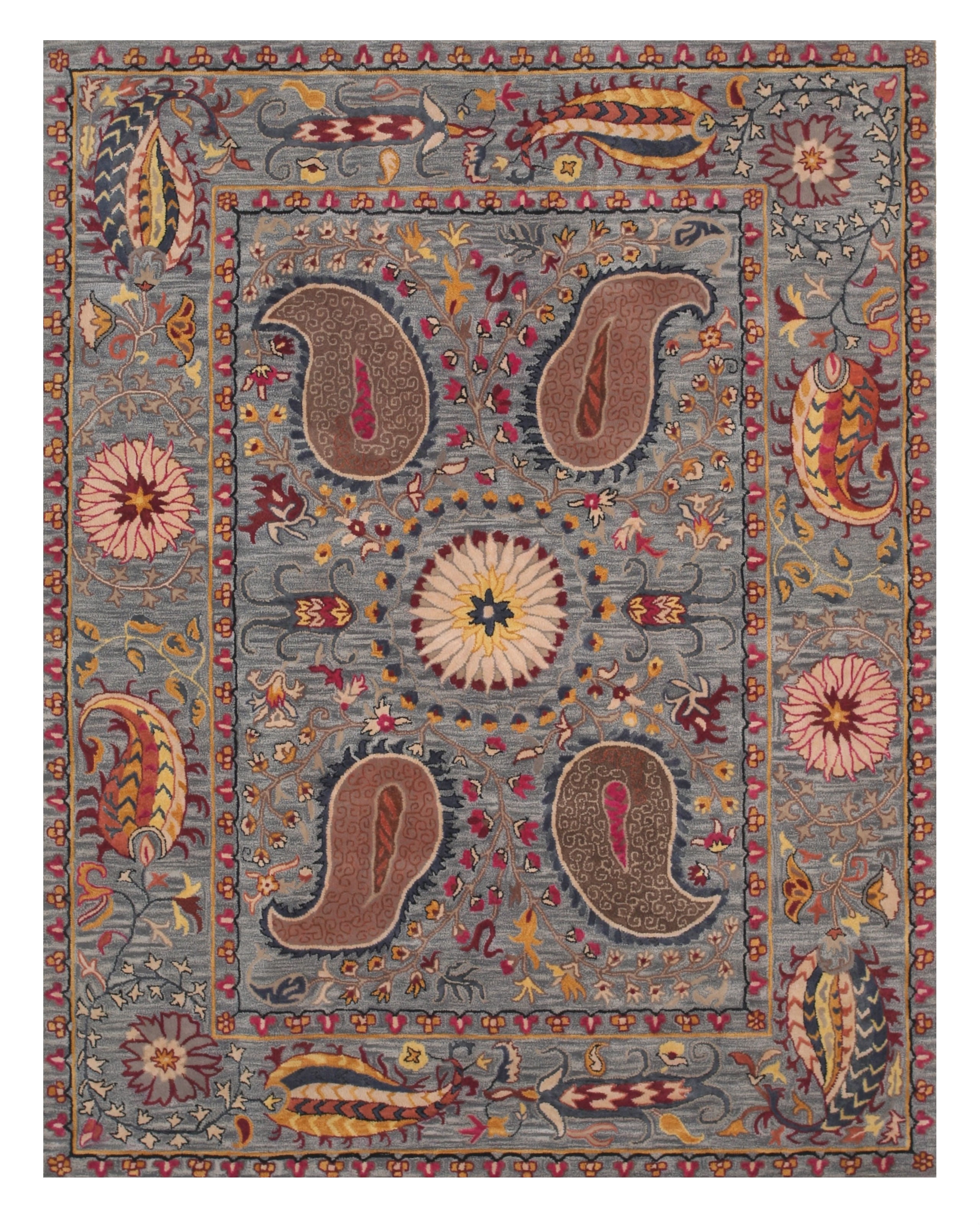 EORC IE61BL Hand Tufted Wool Paisley Rug, 5' x 8', Blue - Walmart.com