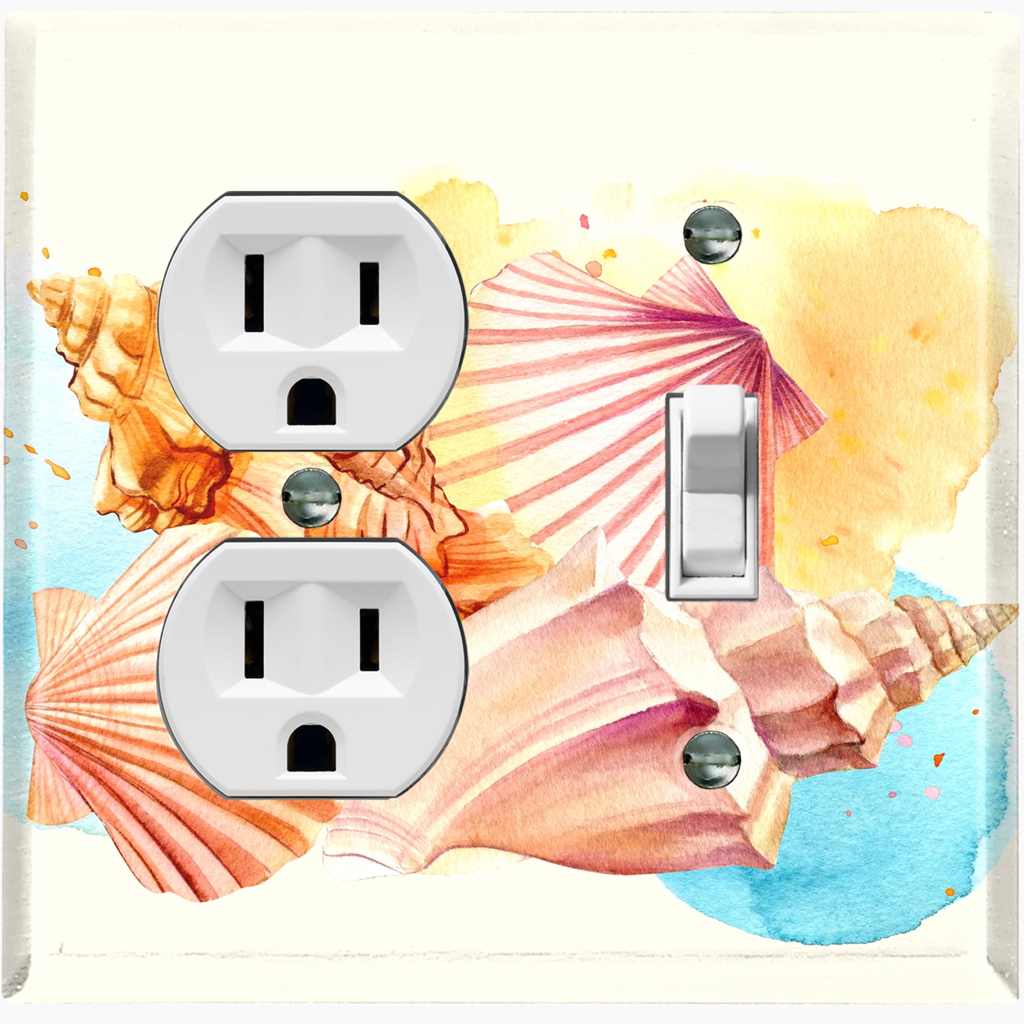 Metal Light Switch Wall Plate Outlet Cover (Ocean Sea Shell Conch Clam ...