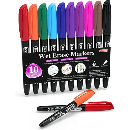 Wet Erase Markers, Shuttle Art 12 Colors 1mm Fine Tip Overhead ...