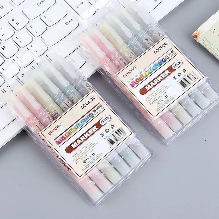 Office Supplies Double-Headed Highlighter Markers - 12 Colors In 6 Pens ...
