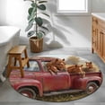 Farm Horse Animal Round Rugs for Living Room 3ft Vintage Red Truck ...