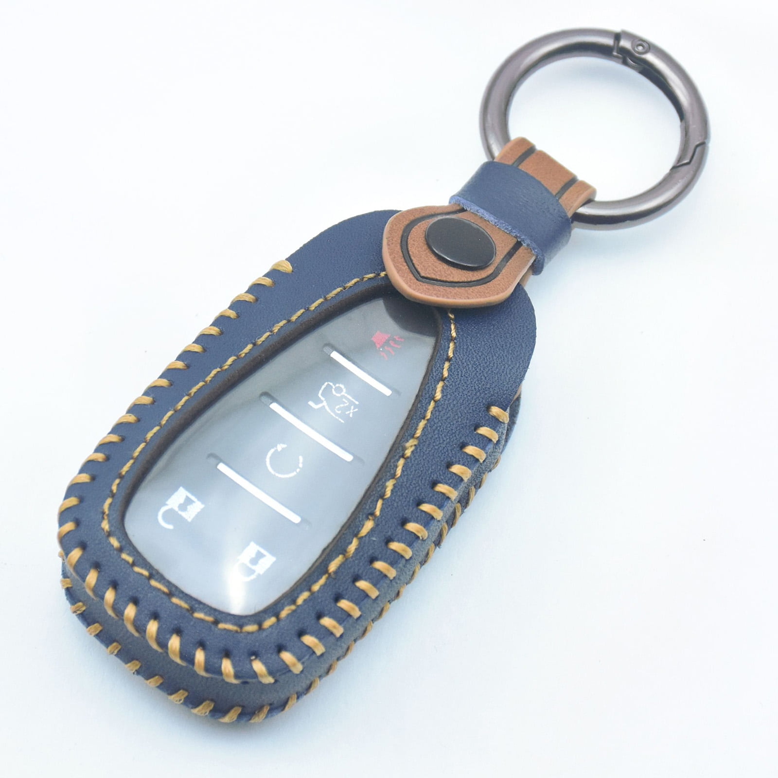 YUBOMT for Chevy Key Fob Cover,Genuine Leather Keychains for Chevrolet ...