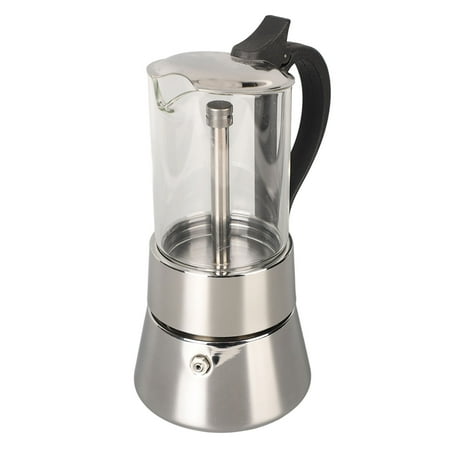 Moka Pot Crystal Glass Top Stainless Steel Stovetop Moka Pot Classic ...