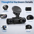 Triple-Lens Dash Camera Front Inside Rear, 1080P Three Channel Dashcam ...