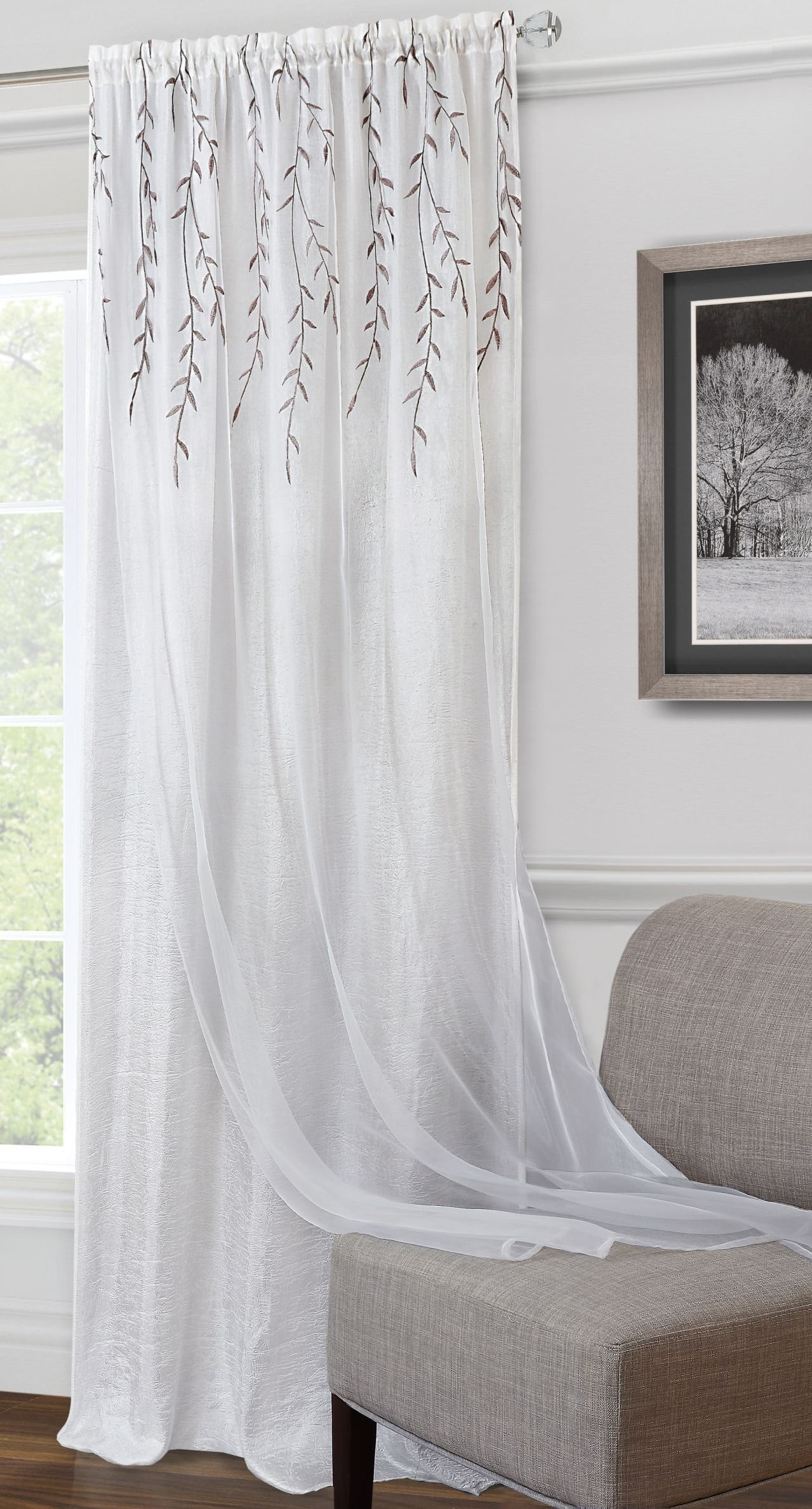 Traditional Elegance Willow Rod Pocket Window Curtain Panel - 42x63 ...