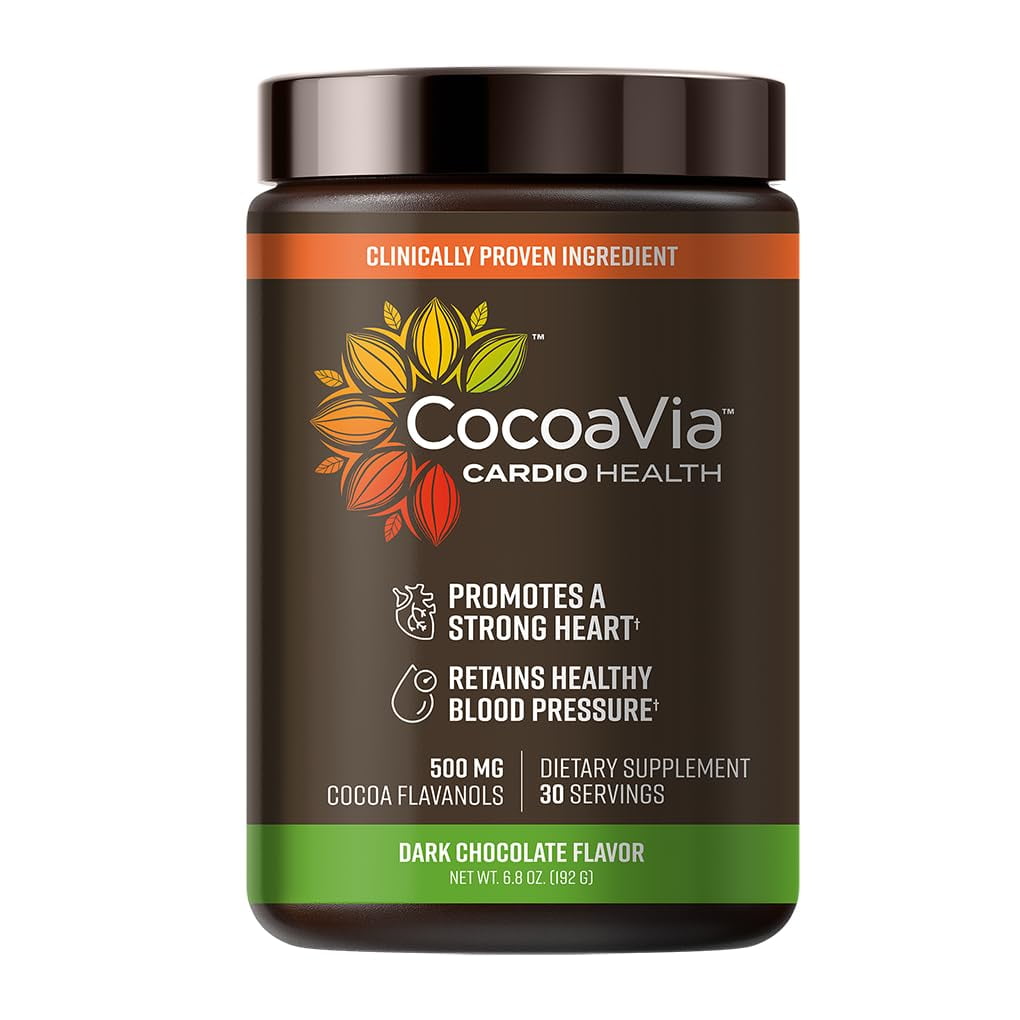 CocoaVia Cardio Health Cocoa Powder, 30 Servings, 500mg Cocoa Flavanols, Support Heart Health ...