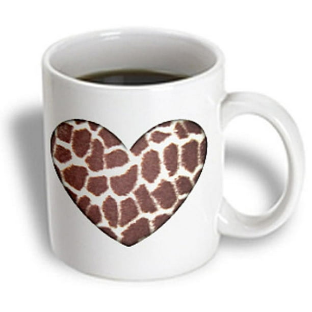 3dRose Giraffe Print Heart- Animals- Nature- Art, Ceramic Mug, 15-ounce ...