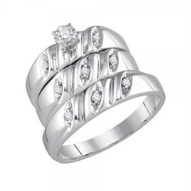 925 Sterling Silver Round Cut Simulated Diamond Engagement and Bridal Set, Classic Wedding Ring ...