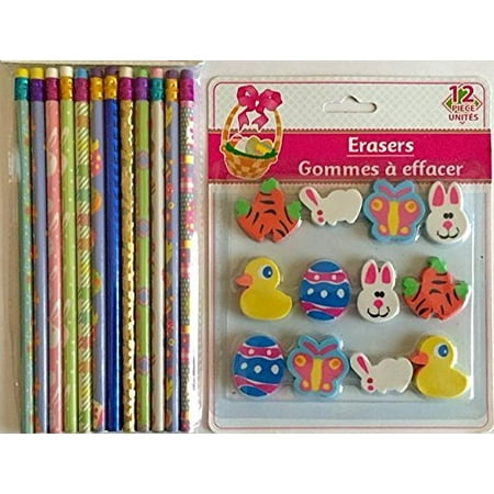 Easter Themed Pencils and Erasers - 12 count each | Walmart Canada