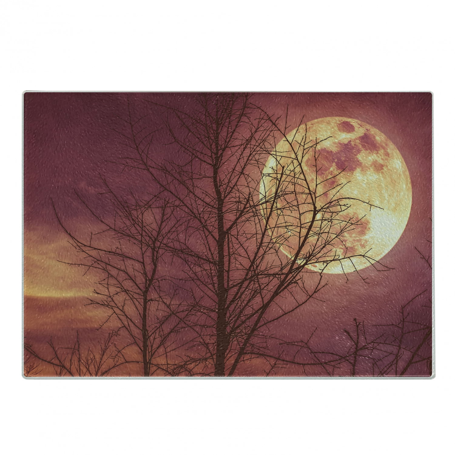 Luna Cutting Board, Night Sky Super Moon Behind Silhouette of Dead Tree ...