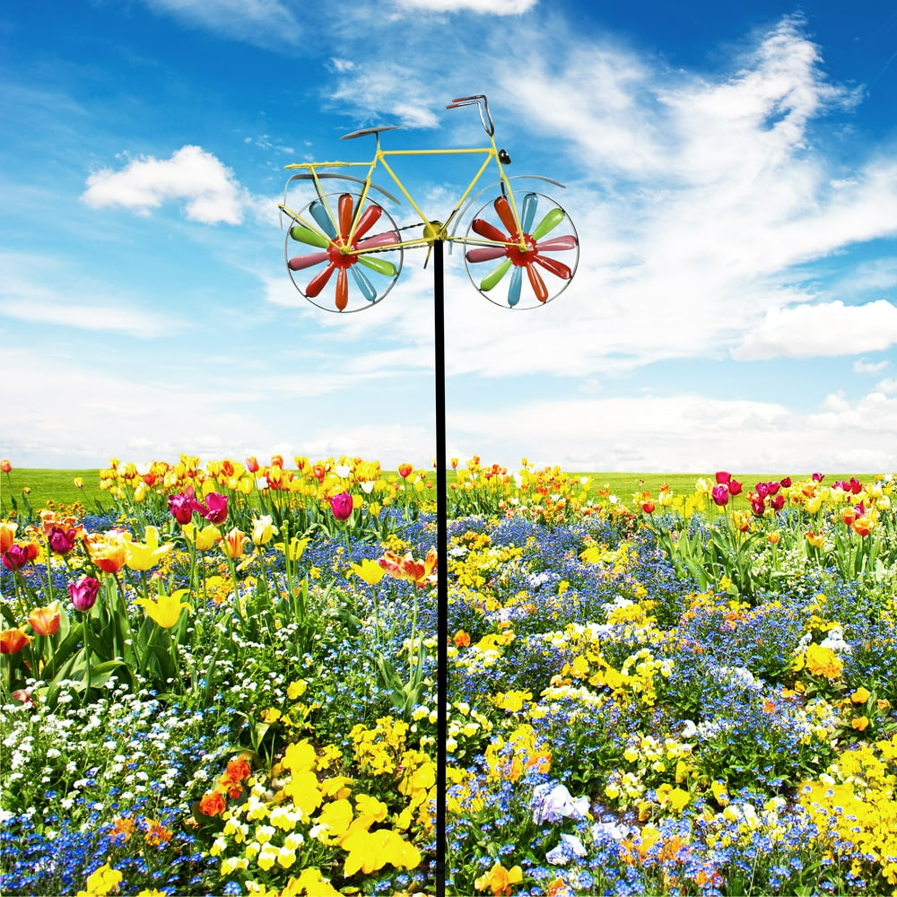 Alpine Corporation Metal Bicycle Wind Spinner Garden Stake - Walmart ...