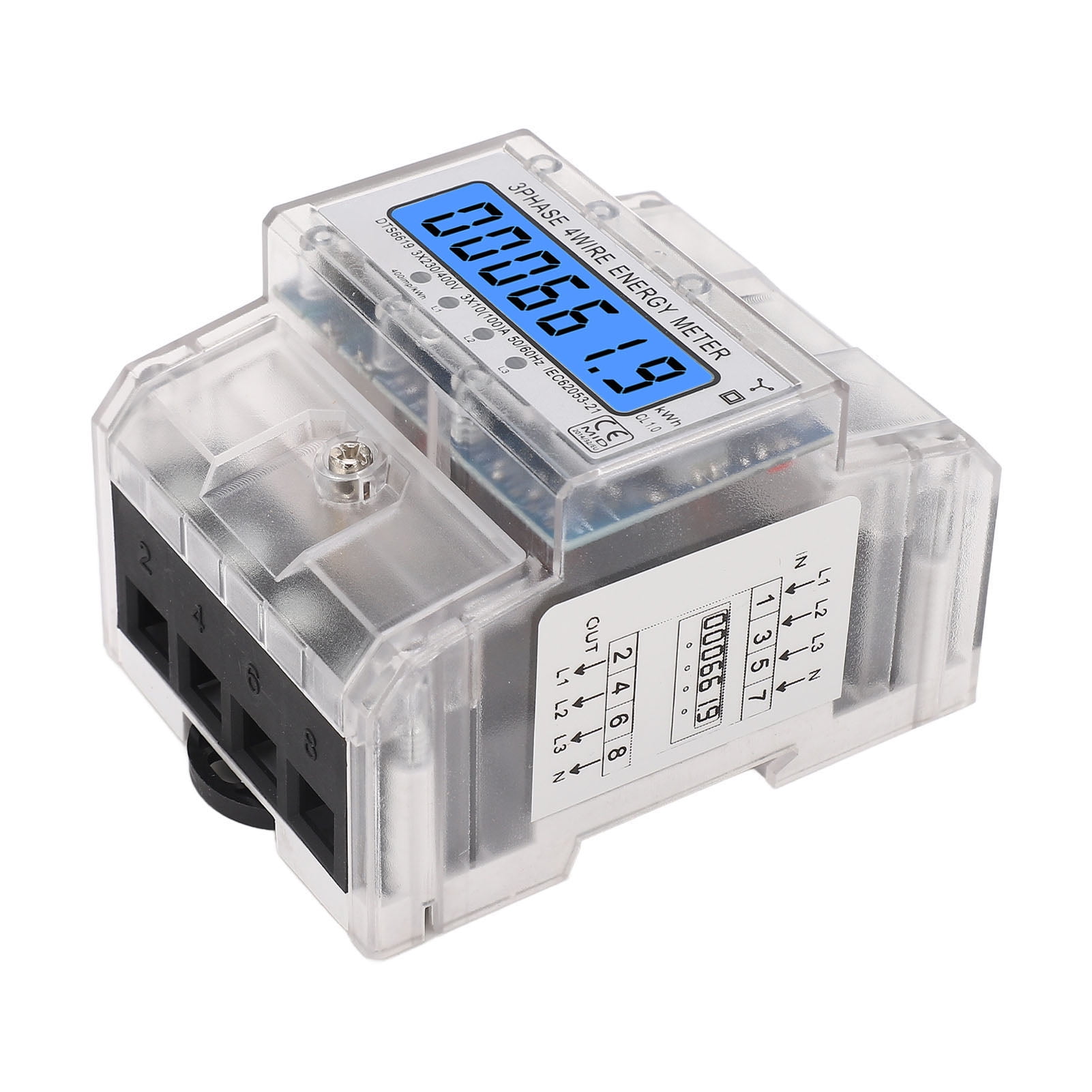 Medidor de energía Medidor de potencia digital 10-100A 230 400VAC ...