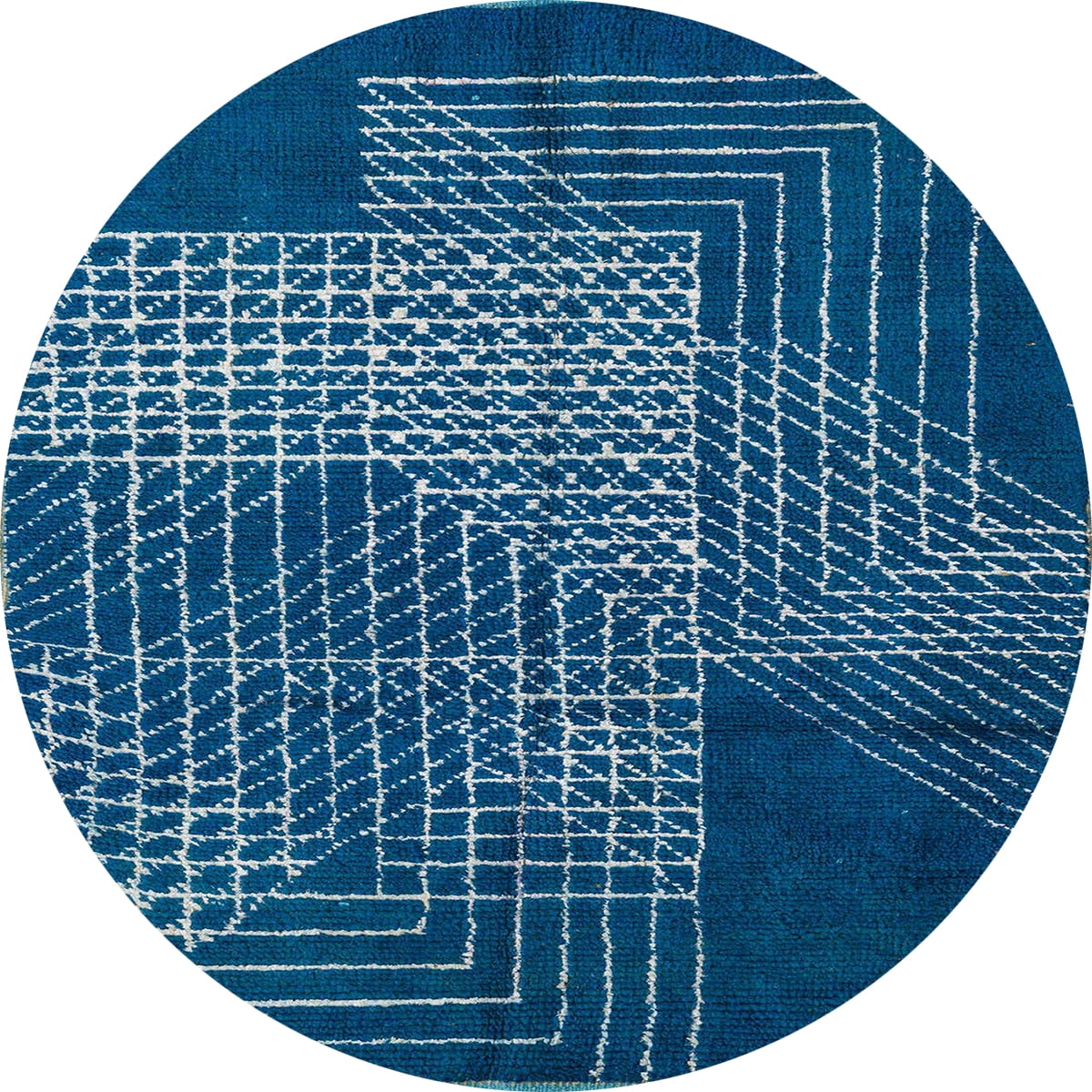 Ahgly Company Indoor Round Abstract Blue Ivy Blue Abstract Area Rugs, 3 ...