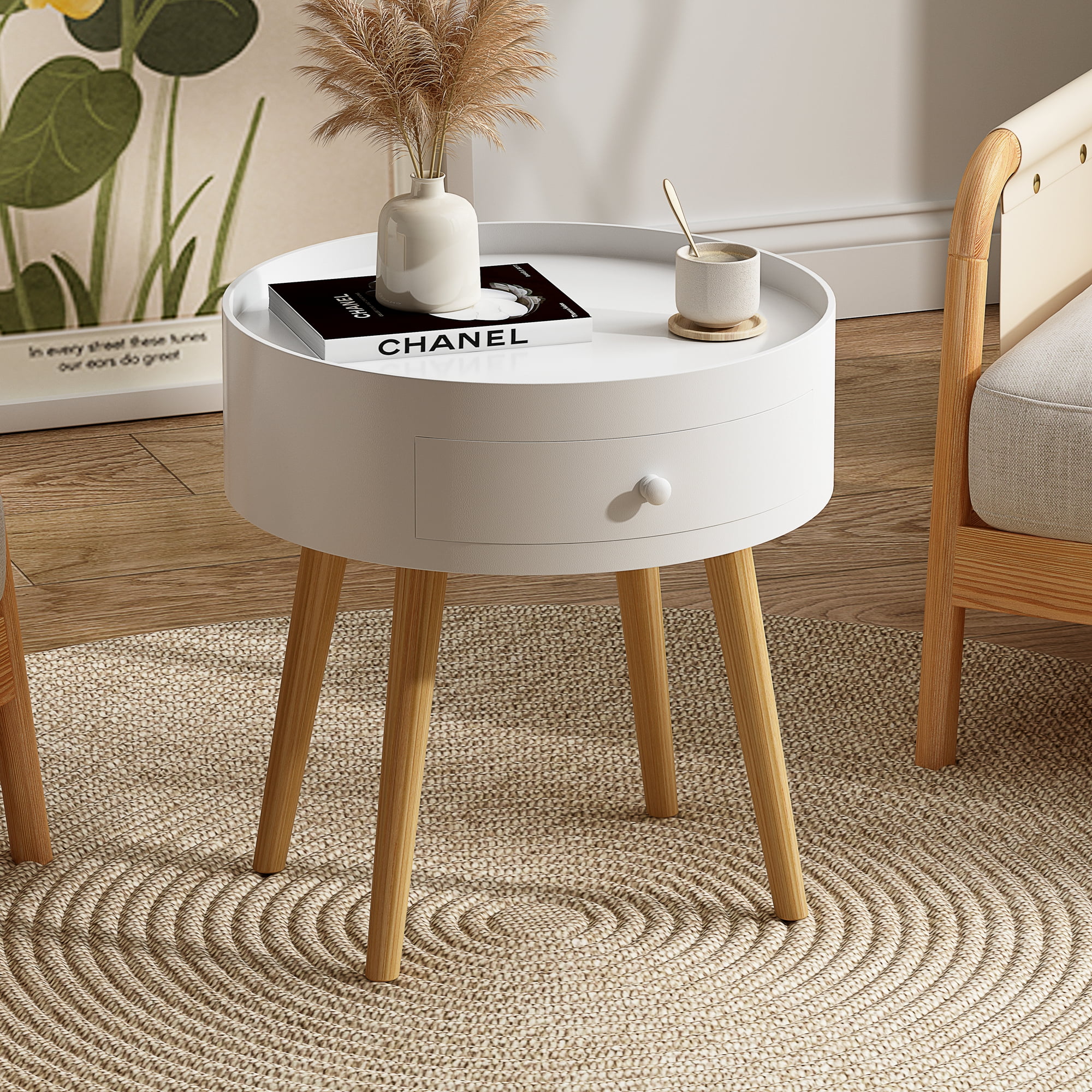 18"H Storage Drawer Bedside Table Bedside Table Sofa Side Coffee Table ...