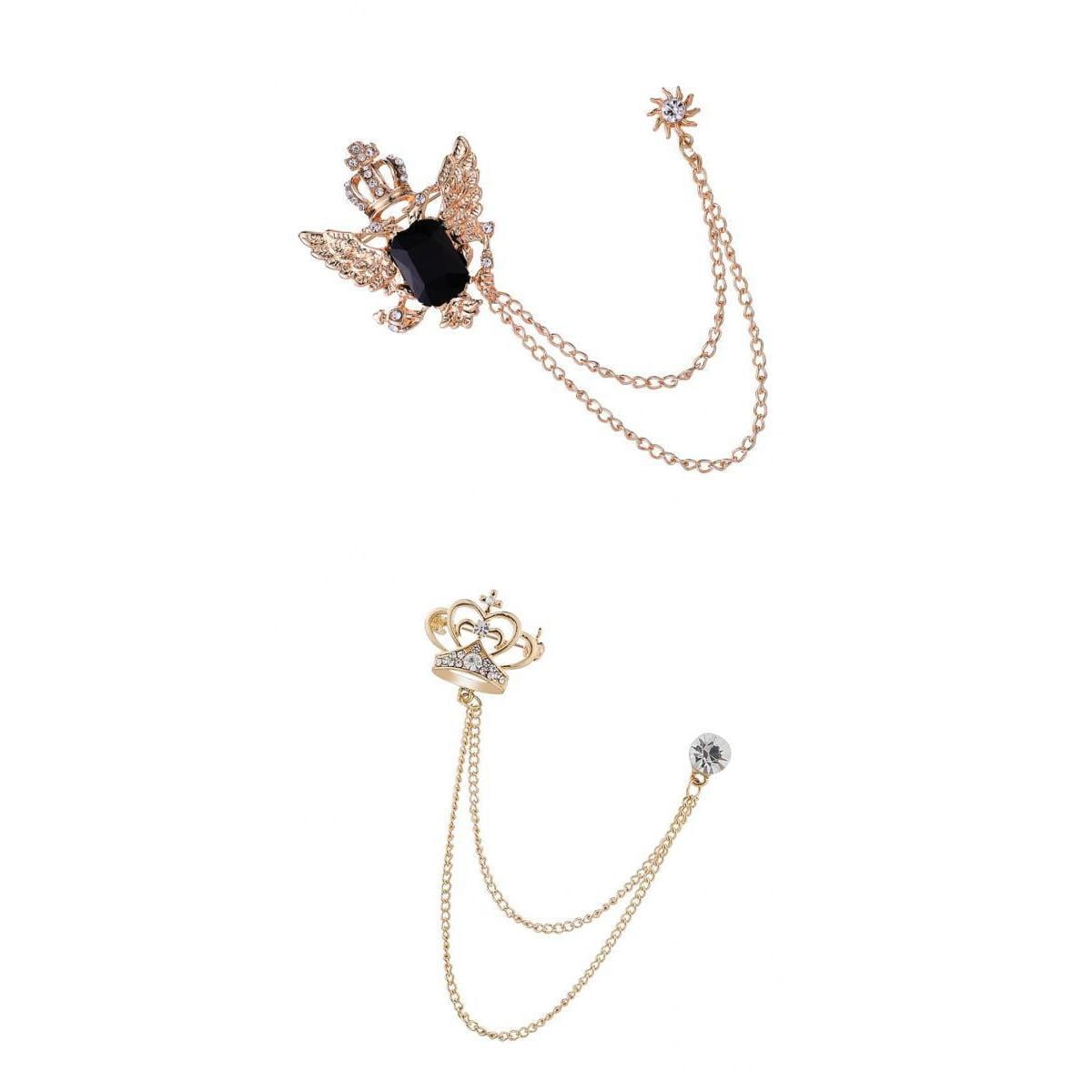 Men's Lapel , 2 Layer Chain Brooch for Suit, - Walmart.com