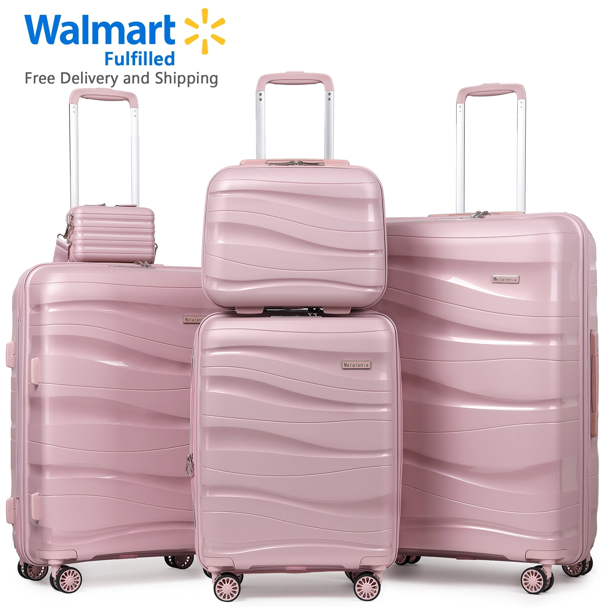 Melalenia - 5-Piece Luggage Set PP Hardshell Spinner Suitcase with TSA ...
