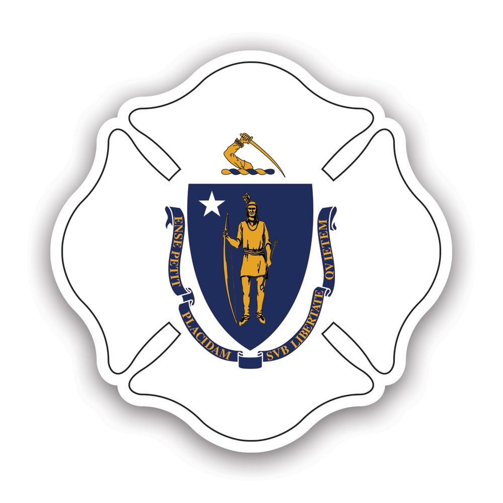 Massachusetts State Maltese Cross Shaped Sticker Decal - Self Adhesive ...
