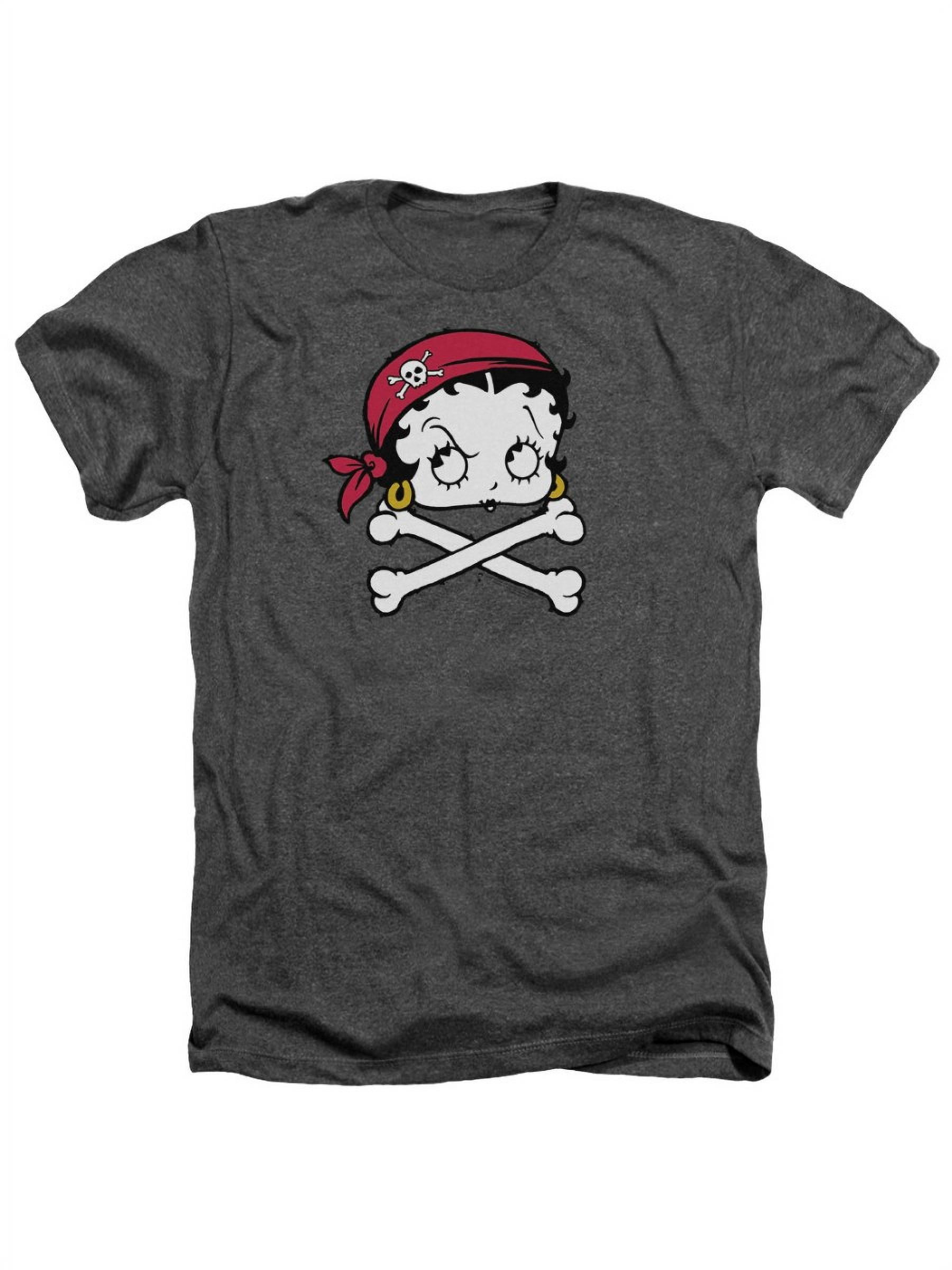Betty Boop Cartoon Pirate Betty Cross Bones Adult Heather T-Shirt Tee ...