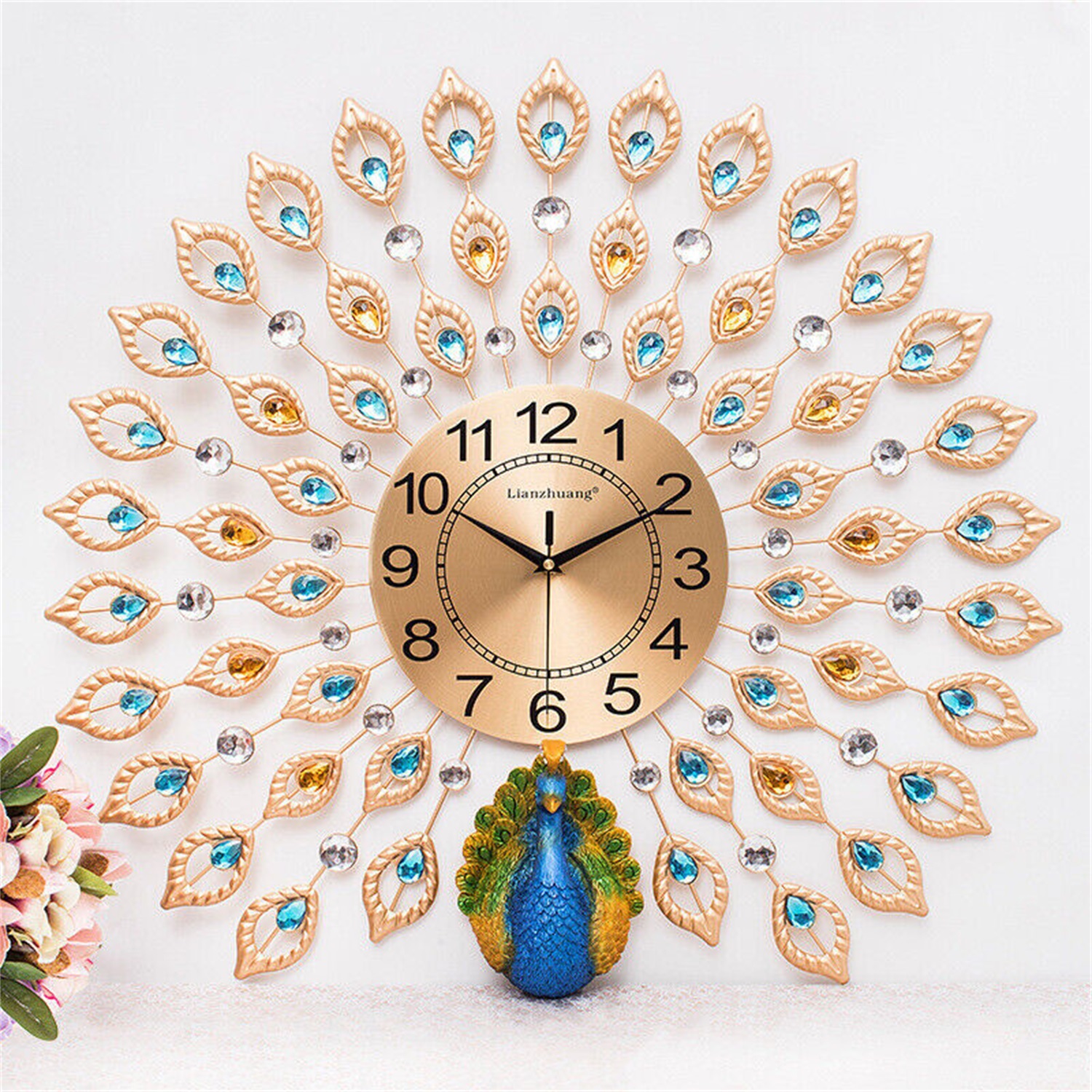 KingShop 23.6" DIY Decorative Wall Clocks Crafts 3D Gold Diamond ...